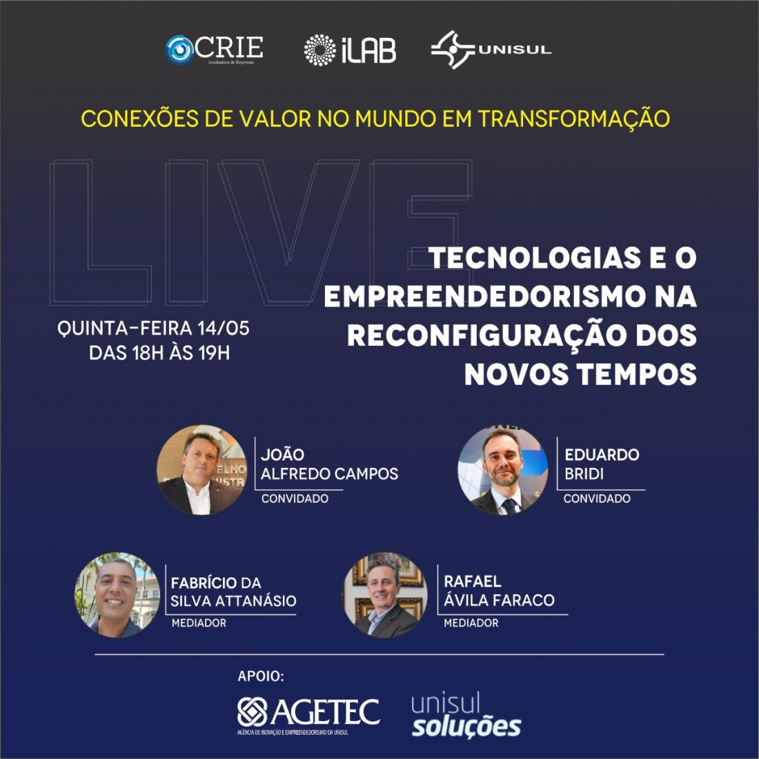 Mediada por professores da Unisul, live aborda a tecnologia e o ...